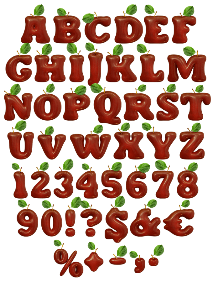 Buy Red Apple Font And Enjoy Awesome Fruit Typography