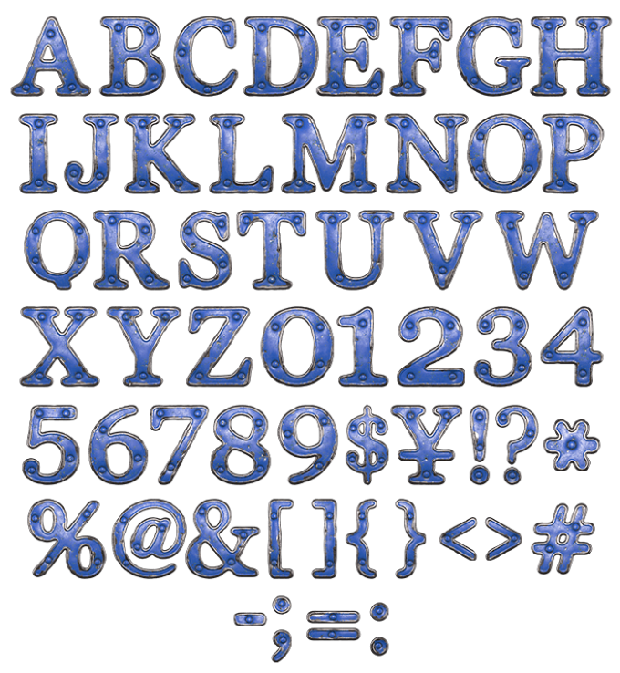 Blue Brushed Metal alphabet - Handmadefont