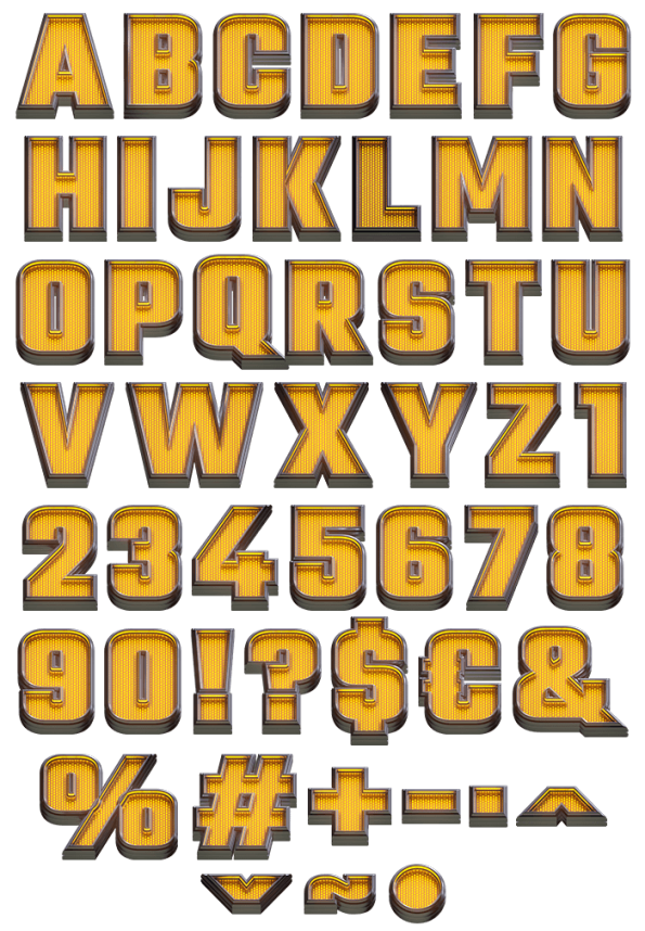 Yellow LEDs alphabet - Handmadefont