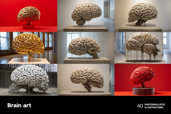 Brain Art illustrations - Brain sculptures| Handmadefont.com