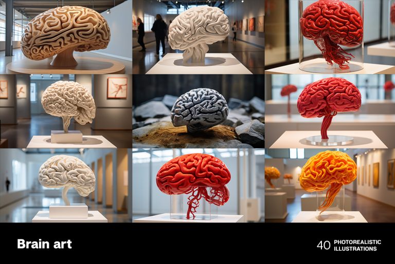 Brain Art illustrations - Brain sculptures| Handmadefont.com