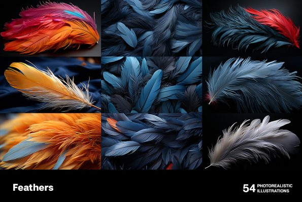 Bird feathers - Photorealistic illustrations | Handmadefont.com