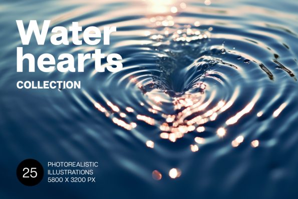 Water hearts illustrations - Collection of water images | Handmadefont.com