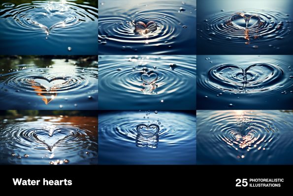 Water hearts illustrations - Collection of water images | Handmadefont.com