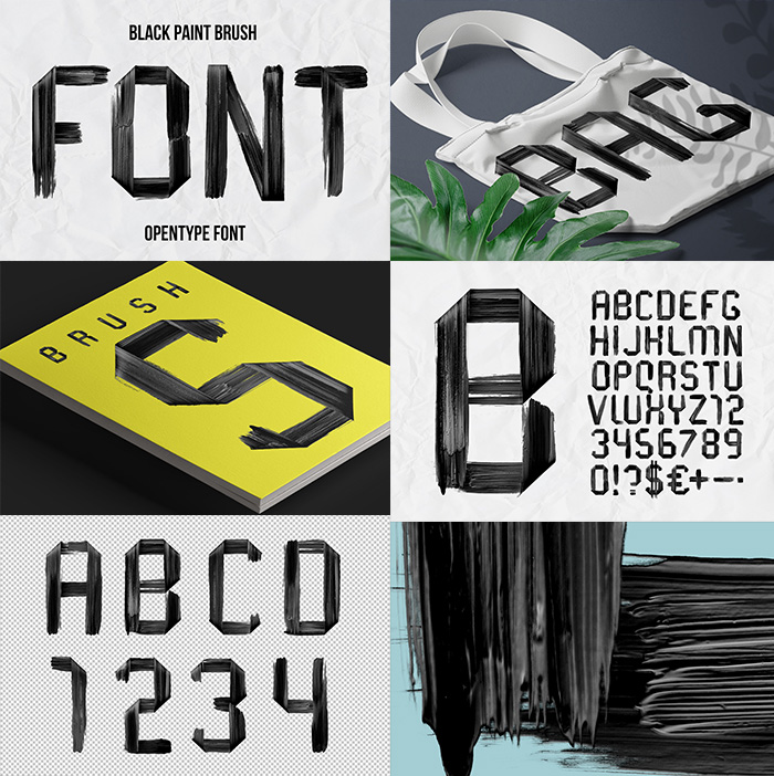 Black Brush Font - Creative OpenType Alphabet | Handmadefont.com