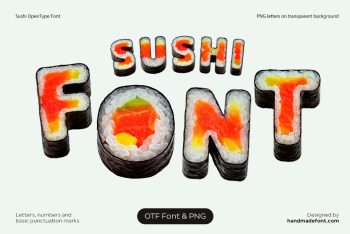 Sushi Font - Japanese cuisine alphabet | Handmadefont.com