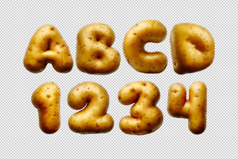 Potato Font - Organic vegetable alphabet | Handmadefont.com