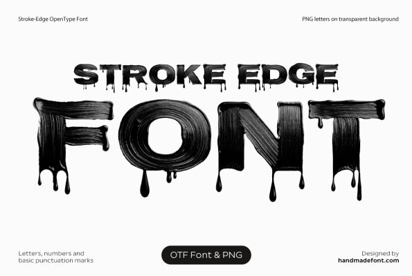 Stroke Edge Font - Black paint alphabet | Handmadefont.com