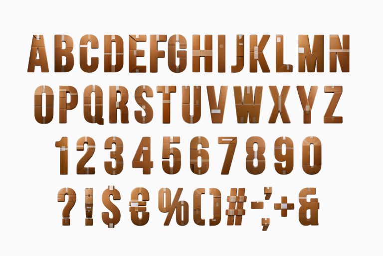 Flat Pack Font - Cardboard Box Alphabet | Handmadefont.com