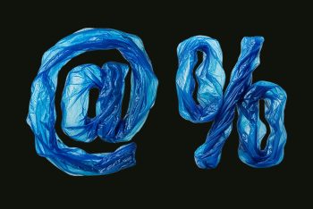 Recycling Bags Font - Blue Garbage Bags Alphabet | Handmadefont.com