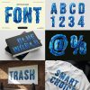 Recycling Bags Font - Blue Garbage Bags Alphabet | Handmadefont.com