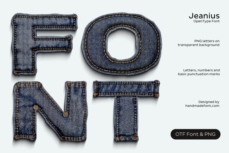 Jeanius Font - Denim Jeans Alphabet | Handmadefont.com