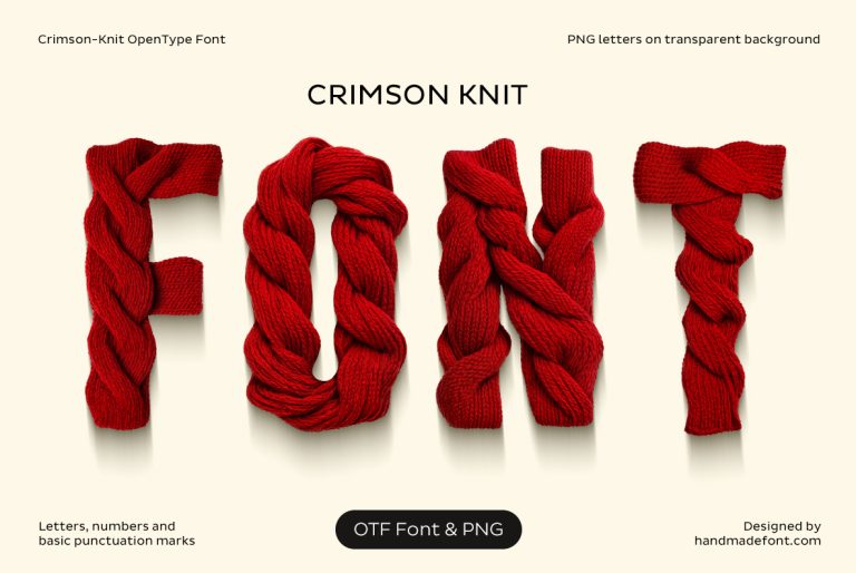 Crimson Knit Font - Red Knitted Alphabet | Handmadefont.com