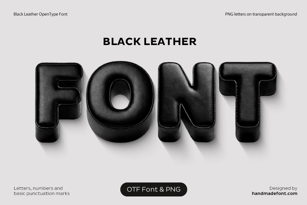 Black Leather Font - Premium Alphabet | Handmadefont.com