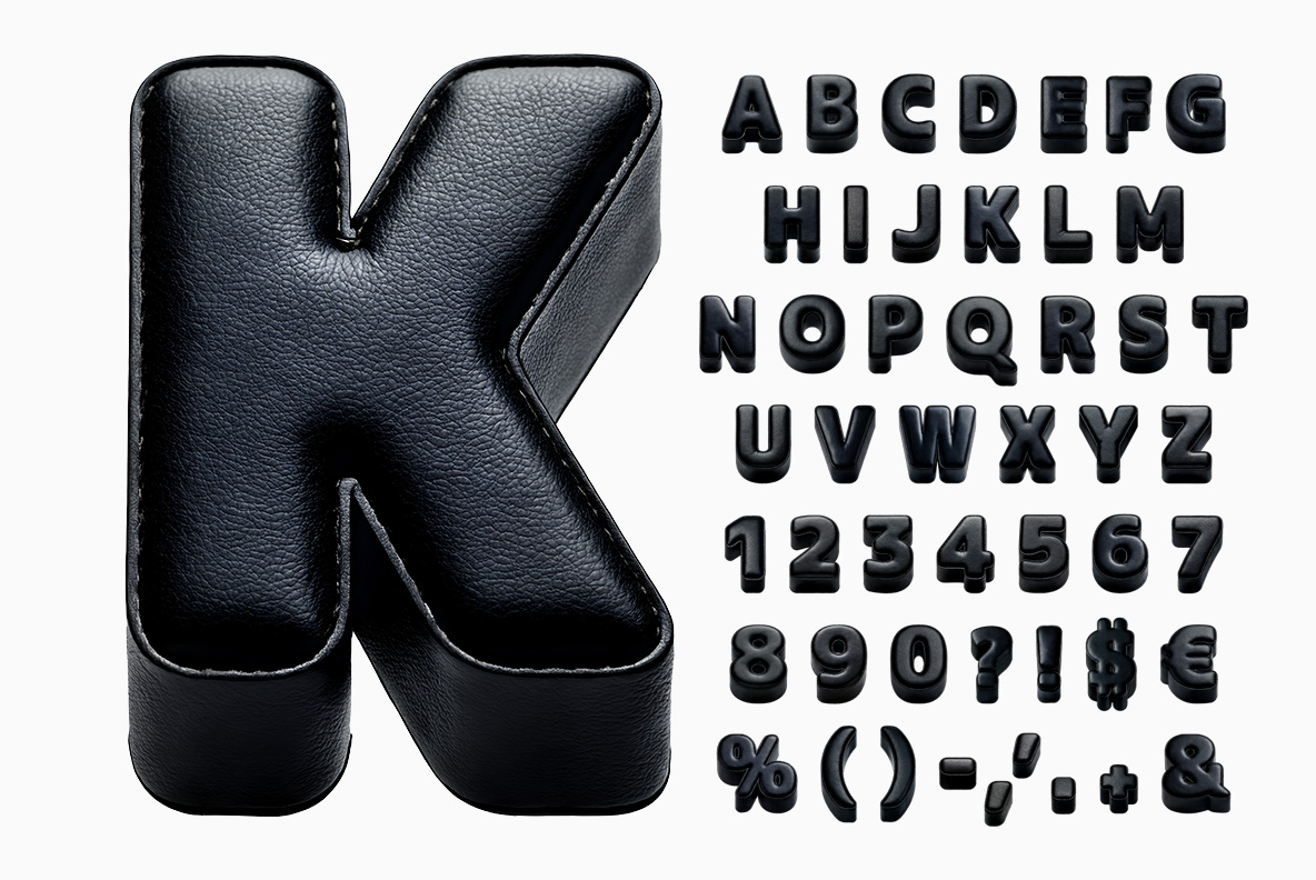 Black Leather Font - Premium Alphabet | Handmadefont.com