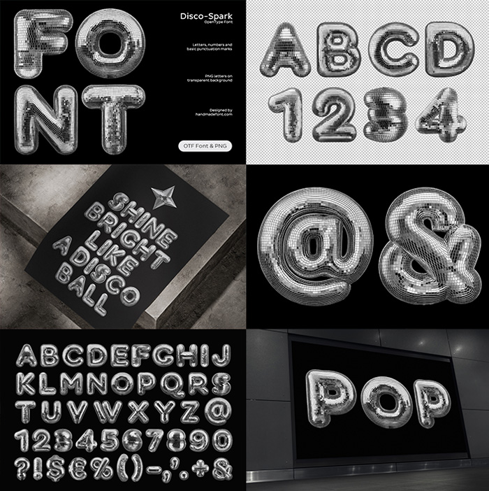 Disco-Spark Font - Disco ball Alphabet | Handmadefont.com