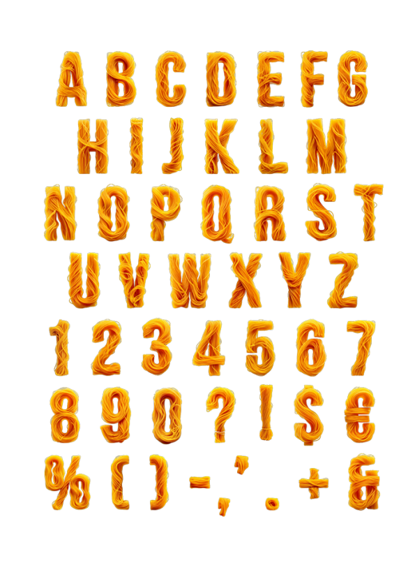 Al Dente Font – Spaghetti Alphabet | Handmadefont.com